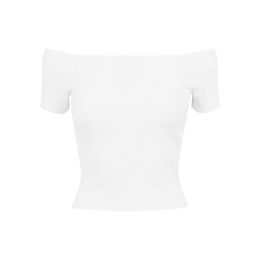 T-Shirt Urban Classics "Urban Classics Damen Ladies Off Shoulder Rib Tee", Damen, Gr. L, wei&szlig;, 97% Baumwolle, 3% Elasthan, unifarben, slim fit, Carmenausschnitt, Shirts T-Shirt