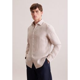 Seidensticker Herren Leinenhemd "Schwarze Rose"beige, Gr. 40, unifarben, 100% Leinen, Hemden, Slim 1/1 Kentkragen Uni