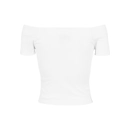 Urban Classics Damen T-Shirt "Urban Classics Damen Ladies Off Shoulder Rib Tee"wei&szlig;, Gr. L, unifarben, 97% Baumwolle, 3% Elasthan, Shirts