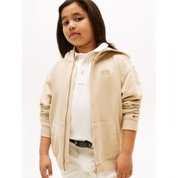 Tommy Hilfiger Jungen Kapuzensweatjacke "TONAL FLAG EMB ZIP HOODIE", gold, Gr. 3, unifarben, Sweatware, Obermaterial: 100% Baumwolle, Sweatjacken,