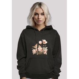 F4NT4STIC Damen Kapuzenpullover "Vogelnest Blumen", schwarz, Gr. S, Obermaterial: 65% Baumwolle, 35% Polyester, Pullover, Premium Qualit&auml;t