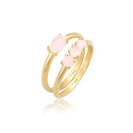 Elli Damen Solit&auml;rring "Opal Pink Stapelringe 2er Set 925 Silber", 54mm,mit Steinen, Silber 925 (Sterlingsilber), gold, Silber 925 (Sterlingsilber),