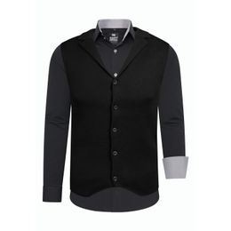 Rusty Neal Herren Langarmhemd, schwarz, Gr. 5XL, mehrfarbig, 60% Baumwolle, 37% Polyester, 3% Elasthan, Hemden, inklusive Langarmhemd und Weste
