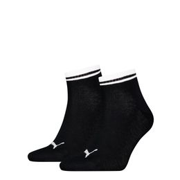 Puma Kurzsocken "Puma UNISEX HERITAGE QUARTER 2P", Gr. 35schwarz, Baumwollmischung, Socken, mit Kontraststeifen am B&uuml;ndchen