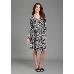 Neun Monate Damen Umstandskleid "Viskose-Kleid f&uuml;r Schwangerschaft und Stillzeit", schwarz-wei&szlig;, Gr. 36, bedruckt, Jersey, Obermaterial: 95% Viskose,