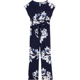 bonprix Damen Jumpsuit "Jumpsuit mit Bindeband", blau, Gr. 52, Obermaterial: 95% Polyester, 5% Elasthan, Overalls, f&uuml;r eleganten Look, mit Bindeband