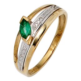 Jobo Damen Diamantring, 62, P1 = bei 10-facher Vergr&ouml;&szlig;erung erkennbare Einschl&uuml;sse, Diamanten Gelbgold 585, gelb, Diamanten, Gelbgold 585,