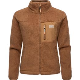 Ragwear Damen Pl&uuml;schjacke "Alaris", braun, Basic, Gr. 4XL, Pl&uuml;sch, Material: 100% Polyester, Jacken, Kuschelige Fleecejacke mit Brusttasche