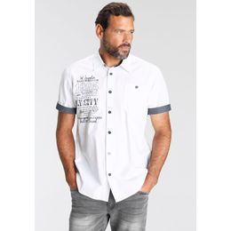 MAN'S WORLD MAN'S WORLD Herren Kurzarmhemd, wei&szlig;, Gr. 5XL, bedruckt, unifarben, Obermaterial: 100% Baumwolle, Hemden, mit Print