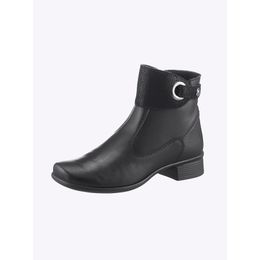 Casual Looks Damen Stiefelette, Gr. 41, schwarz, Nubukleder, Rindsleder, Veloursleder, Schuhe
