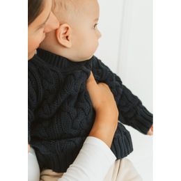 Liliput M&auml;dchen Strickpullover, blau, Gr. 110, unifarben, 100% Baumwolle, Pullover, mit sch&ouml;nem Zopfmuster