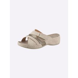 Casual Looks Damen Pantolette, Gr. 37, beige, Lederimitat, Schuhe
