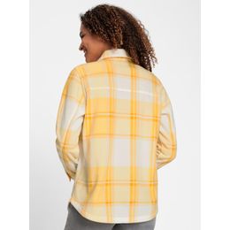 Casual Looks Damen Fleeceshirt "Fleece-Bluse", gelb, Gr. 46, gemustert, kariert, mehrfarbig, 100% Polyester, Shirts