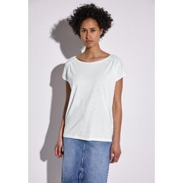 Street One Damen T-Shirt, wei&szlig;, Gr. 42, unifarben, Web, 50% Modal, 50% Baumwolle, Shirts, mit Seitlichen Einschlitzen am Saum