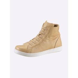 Damen Stiefelette, Gr. 38, beige, Leder, Schuhe