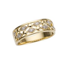 Firetti Damen Goldring "Schmuck Geschenk Gold 585, teilw. rhodiniert, massiv", 19, 0,05 P2 = erkennbare Einschl&uuml;sse, Diamanten Gelbgold 585, 6mm,