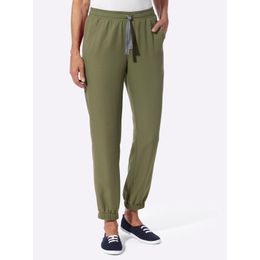 Classic Basics Damen Schlupfhose, gr&uuml;n, Gr. 50, unifarben, 100% Polyester, Hosen