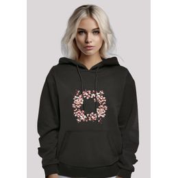 F4NT4STIC Damen Kapuzenpullover "Rosa Fr&uuml;hlings Blumenkranz Dekor", schwarz, Gr. XXL, Obermaterial: 65% Baumwolle, 35% Polyester, Pullover, Premium