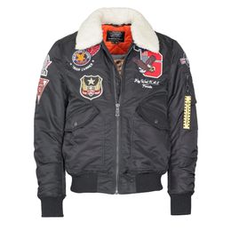 Top Gun Herren Bomberjacke "TG23002", schwarz, Gr. L, Obermaterial: 100% Polyamid. Futter, Wattierung, Strick, Kunstfell: 100% Polyester, Jacken