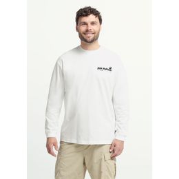 Longsleeve Jack Wolfskin "CONFIDENT LS T M", Herren, Gr. L (52), trail, starkwei&szlig;, Obermaterial: 100% BAUMWOLLE, Shirts