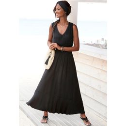 s.Oliver Damen Maxikleid, schwarz, Gr. 44, unifarben, Cr&ecirc;pe, Obermaterial: 100% Viskose, Kleider, aus gekreppter Viskose zum Binden im Nacken,