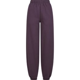Jogginghose Urban Classics "Urban Classics Ladies Fluffy Sweatpants", Damen, Gr. XS, US-Gr&ouml;&szlig;en, plumlila, 70% Baumwolle, 30% Polyester, unifarben, loose fit, Hosen Jogginghose