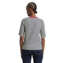 Damen T-Shirtnavy wei&szlig; stripe, Gr. XS, Tom Tailor Denim, bedruckt, gestreift, Single Jersey, Obermaterial: 100% Baumwolle, Shirts, mit Print