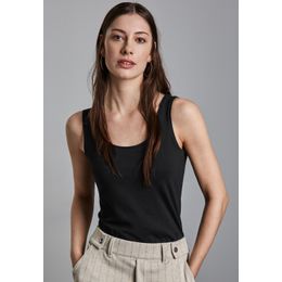 Street One Damen Tr&auml;gertop, schwarz, Gr. 38, unifarben, Web, 48% Baumwolle, 48% Modal, 4% Elasthan, Tops, aus softem Materialmix