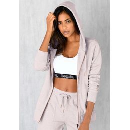 Damen Sweatjacke, BENCH. LOUNGEWEAR, Gr. 32, beige, Sweatware, Obermaterial: 90% Baumwolle, 10% Polyester, meliert, unifarben, Basic, Sweatjacken,