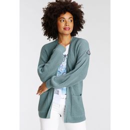 Kangaroos Damen Strickjacke, blau, Gr. 32, kontrastfarbene Details, unifarben mit Farbeinsatz, Strick, Obermaterial: 100% Polyacryl, Strickjacken,