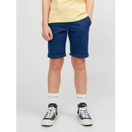 Jack & Jones Jungen Chinoshorts "JPSTDAVID JJCHINO SHORTS AKM SN JNR", blau, Gr. 158, JACK & JONES JUNIOR, unifarben, Web, Obermaterial: 98% Baumwolle, 2%