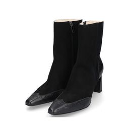 Schlupfboots Henry Stevens "Madison ZB70", Damen, Gr. 37, schwarz, Ziegenvelours und Kalbsleder, Schuhe Schlupfboots, Damen Stiefelette mit Absatz handgefertigt, Lederschuh