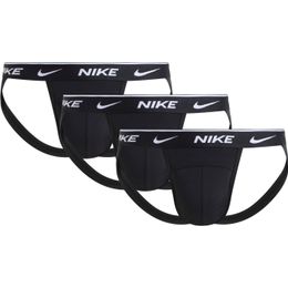 String NIKE UNDERWEAR "JOCK STRAP 3PK", Herren, Gr. XXL, 3 Stk., schwarz, schwarz, schwarz, Jersey, Obermaterial: 95% Baumwolle, 5% Elasthan, k&ouml;rpernah, Unterhosen String, mit Logo-Elastikbund