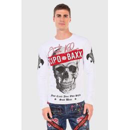 Cipo & Baxx CIPO & BAXX Herren T-Shirt "Sweatshirts", wei&szlig;, Gr. M, bedruckt, 95% Baumwolle, 5% Elasthan, Shirts, mit coolem Print