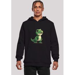 F4NT4STIC Herren Kapuzenpullover "S&uuml;&szlig;er gr&uuml;ner Dino", schwarz, Gr. M, Obermaterial: 65% Baumwolle, 35% Polyester, Pullover, Premium Qualit&auml;t