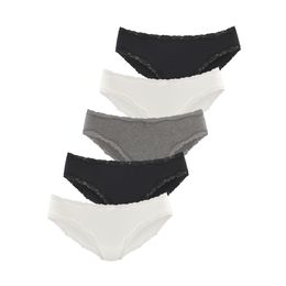Vivance Damen Jazz-Pants Slips, Gr. 36, bunt, Single Jersey, Obermaterial: 95% Baumwolle, 5% Elasthan. Spitze: 90% Polyamid, 10% Elasthan, meliert,