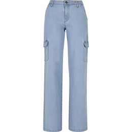 Urban Classics Damen Stoffhose "Urban Classics Damen", blau, Gr. 34, unifarben, 98% Baumwolle, 2% Elasthan, Hosen