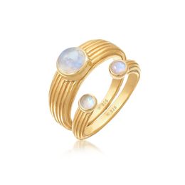 Elli Premium Damen Siegelring "Siegelring Offen Mondstein Klassik Set", 56mm, Silber 925 (Sterlingsilber), 6,7mm, gold, Silber 925 (Sterlingsilber),