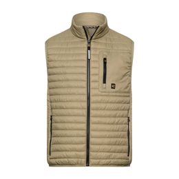 Camel Active Herren Steppwestekhaki, Gr. XL, unifarben, Steppware, Obermaterial: 100% Polyamid, Westen, mit Stehkragen und Rei&szlig;verschluss