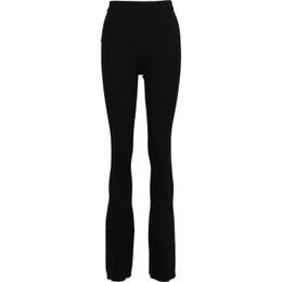 Urban Classics Damen Leggings "Urban Classics Damen Ladies Rib Knit Bootcut Leggings"schwarz, Gr. 5XL, unifarben, 35% Viskose, 35% Polyacryl, 30%