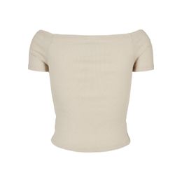Urban Classics Damen T-Shirt "Urban Classics Damen Ladies Off Shoulder Rib Tee"softseagrass, Gr. XS, unifarben, 97% Baumwolle, 3% Elasthan, Shirts
