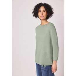 3/4-Arm-Shirt Street One, Damen, Gr. 34, schwarz mint gr&uuml;n, Stoff, 76% Polyester, 19% Viskose, 5% Elasthan, unifarben, comfort fit normal, U-Boot-Ausschnitt, B&uuml;ndchen, Shirts 3/4-Arm-Shirt, mit 3/4 &Auml;rmeln