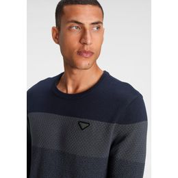 Bruno Banani Herren Strickpullover, blau, Gr. L, meliert, Obermaterial: 50% Baumwolle, 50% Polyacryl, Pullover, im modischem Look