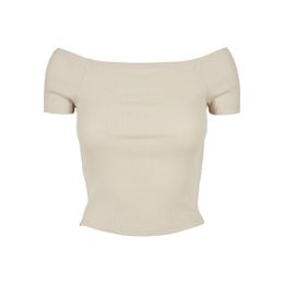 Urban Classics Damen T-Shirt "Urban Classics Damen Ladies Off Shoulder Rib Tee"softseagrass, Gr. XS, unifarben, 97% Baumwolle, 3% Elasthan, Shirts
