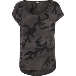 Urban Classics Damen T-Shirt "Urban Classics Damen Ladies Camo Back Shaped Tee"schwarzcamouflage, Gr. XL, gemustert, 60% Baumwolle, 40% Polyester,