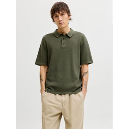Jack & Jones Kurzarmpullover JACK & JONES "JJEGEORGE KNIT POLO SS SN", Herren, Gr. S, dusty olive, Strick, Obermaterial: 85% Baumwolle, 15% Polyester, unifarben, relaxed fit taillenbedeckt, ohne Ausschnitt, B&uuml;ndchen, Pullover, mit Polo Kragen