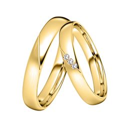 DOOSTI Damen Trauring "Schmuck Geschenk Silber 925 Trauring Ehering Partnerring LIEBE", 52,mit Zirkonia, Silber 925 (Sterlingsilber), 3,5mm, gold,