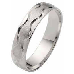Firetti Damen Trauring "Schmuck Geschenk Gold 375 Hochzeit Ehering "LIEBE" Welle", 21, ohne Brillant, Wei&szlig;gold 375, 5mm, wei&szlig;, Wei&szlig;gold 375,