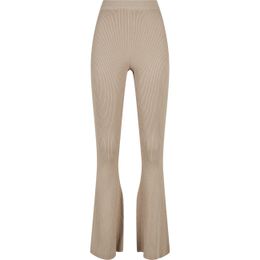 Urban Classics Damen Leggings "Urban Classics Damen Ladies Rib Knit Bootcut Leggings"lighttaupe, Gr. S, unifarben, 35% Viskose, 35% Polyacryl, 30%