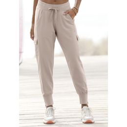 Venice Beach Damen Jogginghose "aus weichem Sweat", beige, Gr. 40, unifarben, Sweatware, Obermaterial: 95% Baumwolle, 5% Elasthan. B&uuml;ndchen: 95%